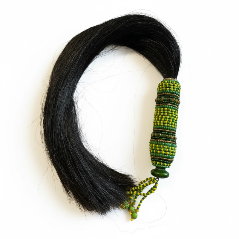 Iruke de Orunmila, forrado con cuentas y pelo de caballo.